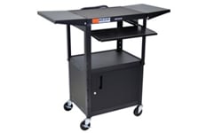 H.Wilson W26E 26" High Black 2-Shelf Steel Utility A/V Cart