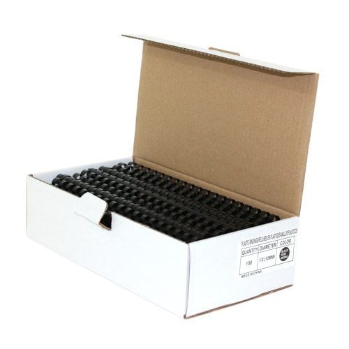Buy 1/2" Black Plastic Binding Combs - 100pk at $9.79 (PC120BK)